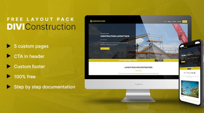 Free Divi Construction Layout Pack for Contractors