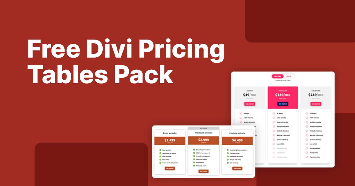 Free Divi Pricing Table Pack | MarkHendriksen.com