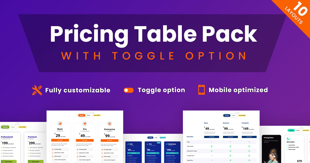 Divi Pricing Table Pack With Toggle | MarkHendriksen.com